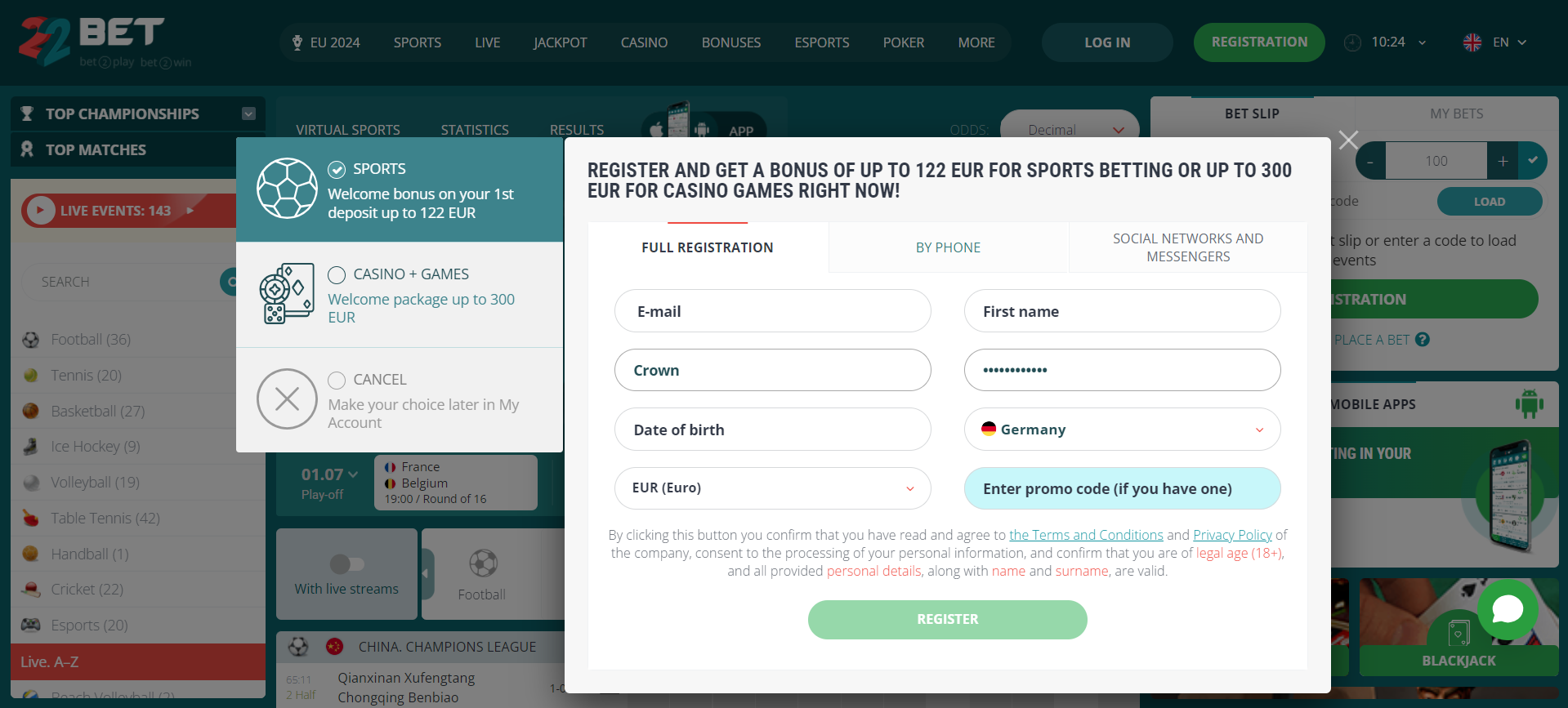 22.BET: Promo Code for Free Spin [2025], No Deposit Welcome Bonus
